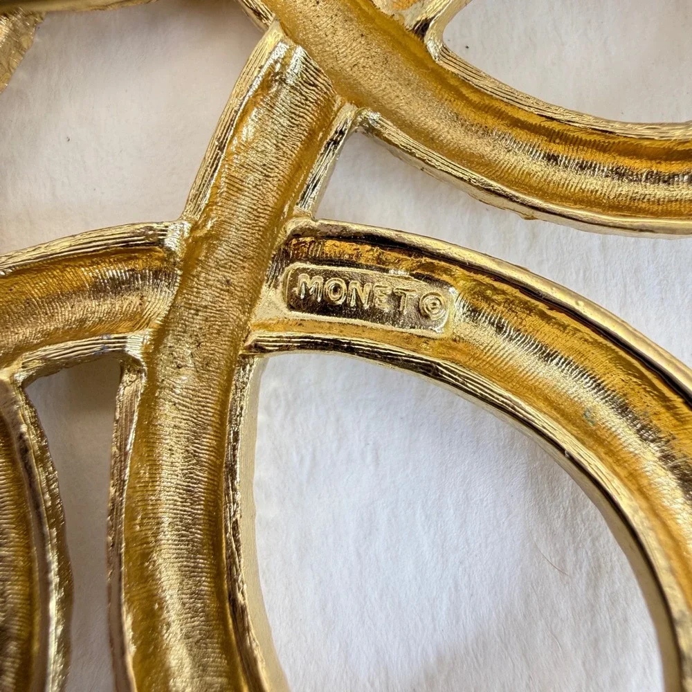Monet | Jewelry | Monet Vintage Hammered Etruscan Brooch Runway ...